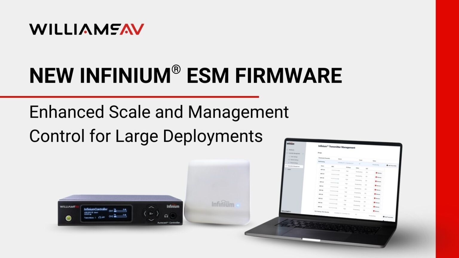 Williams AV发布新一代Infinium®固件，增强可扩展性和集中管理功能 - Williams AV